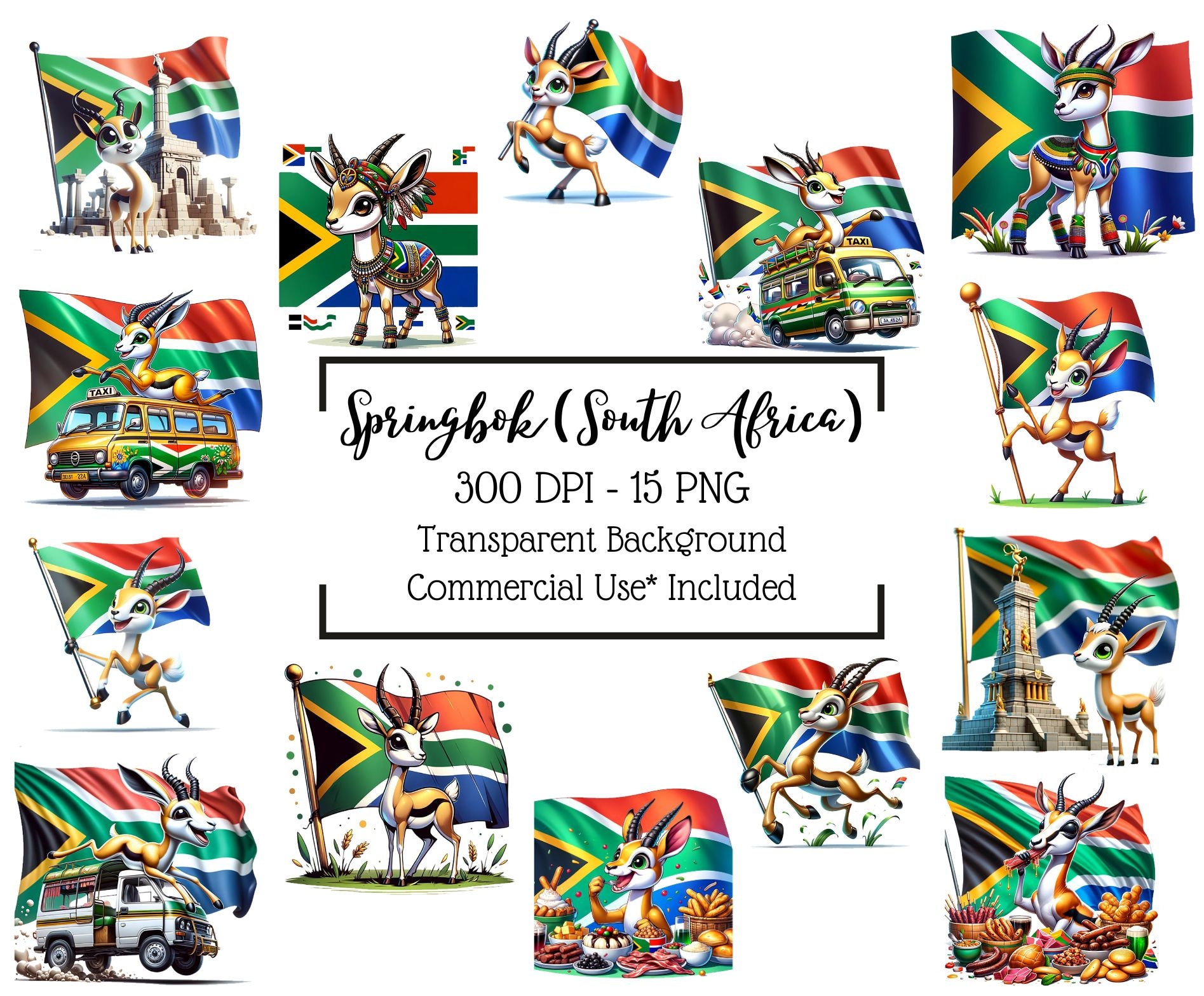 Springbok-south African Grace Clipart, South Africa, Wildlife Print ...