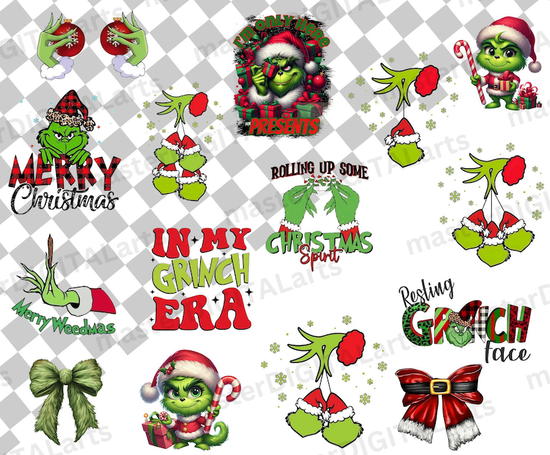 Grinch-themed Christmas Clipart Bundle Festive Holiday Designs for ...