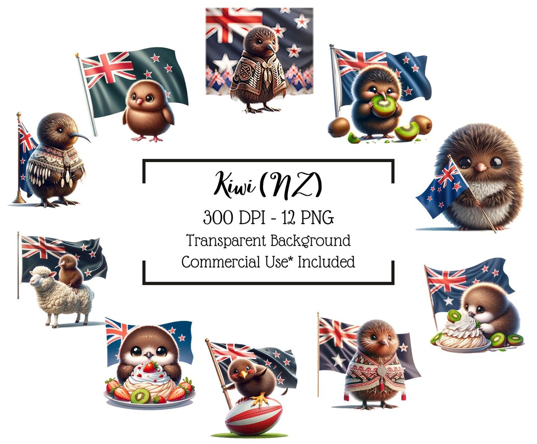 Kiwi Bird - New Zealand's Pride Clipart, National Flag, National Animal ...