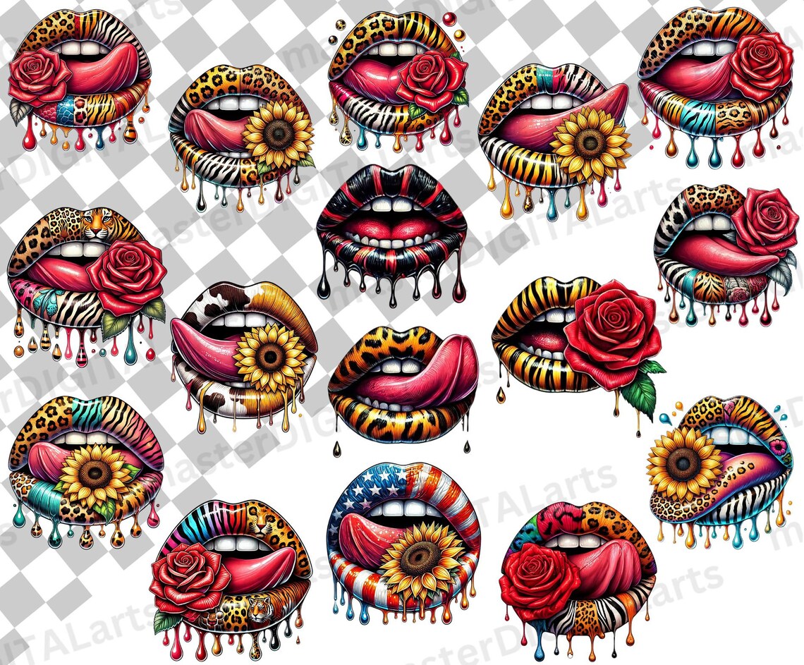 Animal Print Fat Lips Clipart, Digital Illustration, Girls Lips ...
