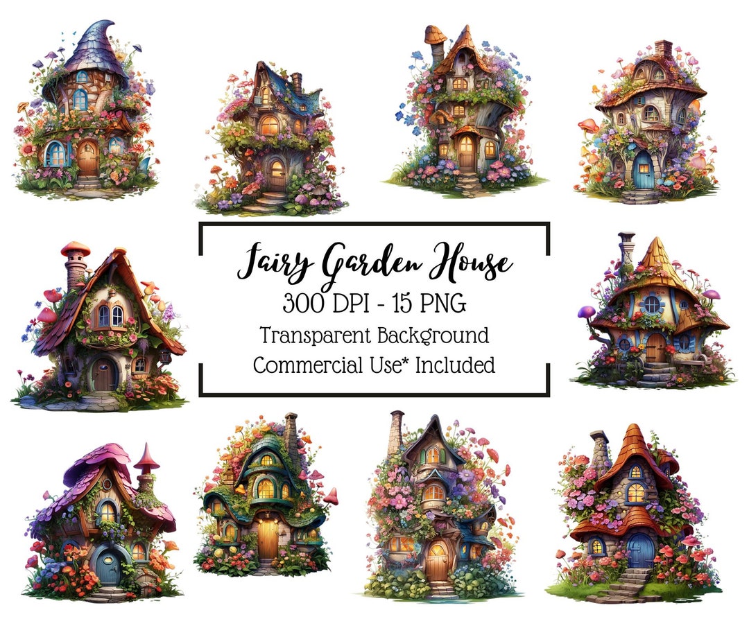 Fairy House Clipart Watercolor Flower Fairy House PNG Scrapbooking ...