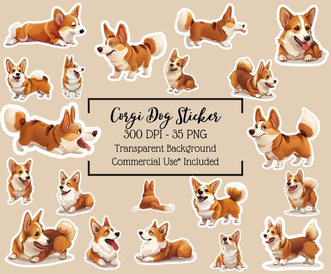 Corgi Sticker Clipart, 25 High Quality PNG, Digital Planner, Junk ...