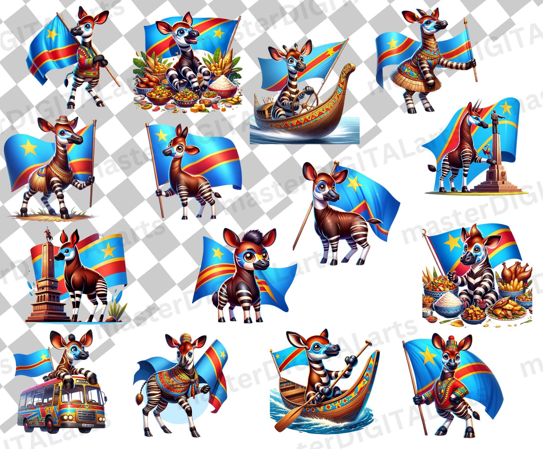 Okapi Clipart Congo's Forest Jewel, Jungle Theme Clipart, National ...