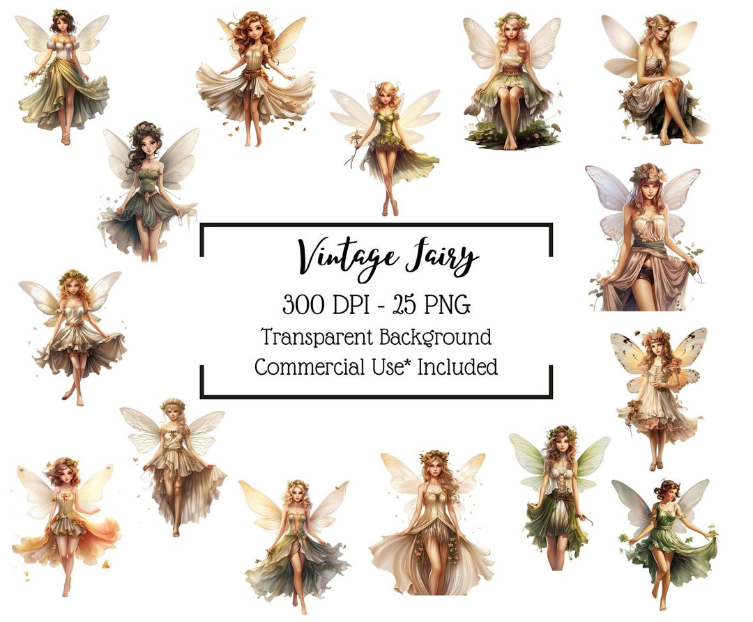 Vintage Fairy Art Printable Stickers, Fairy Clipart, Junk Journal ...