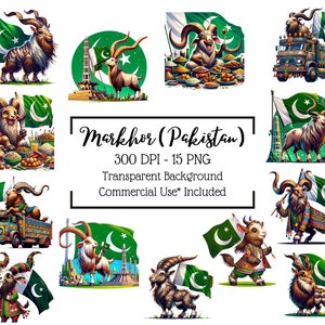 Markhor Clipart Pakistan's Majestic Mountain Goat, Jungle Theme Clipart ...