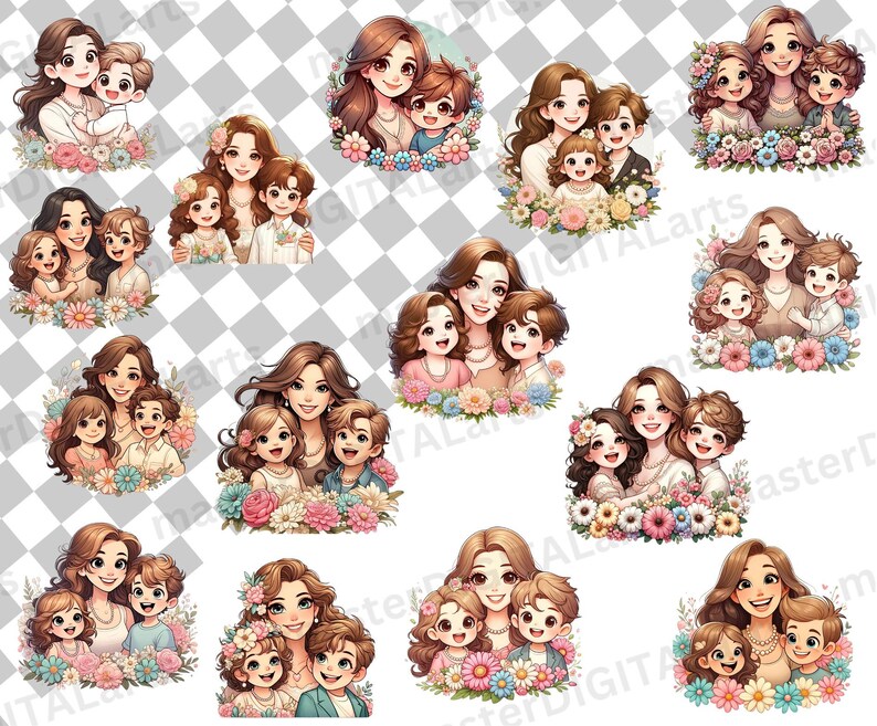 Mother and Child Clipart Cute Mother's Day 15 Png's Mother and Daughter ...