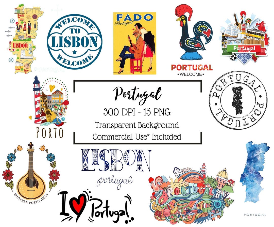 Portugal Clipart Bundle 15 PNG Transparent Backgrounds Lisbon, Porto ...