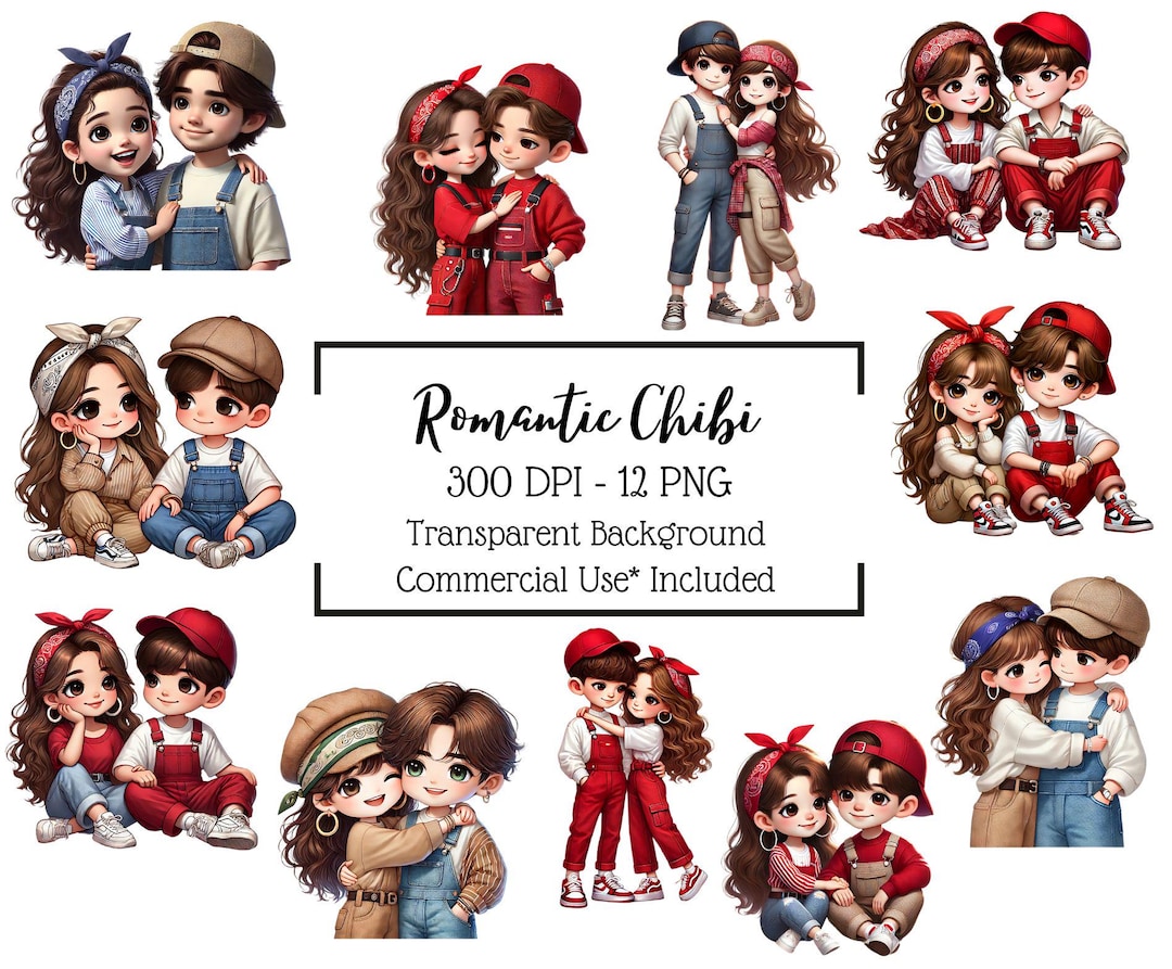 Romantic Chibi-inspired Couple Hugging Art Print – Full-body Custom ...