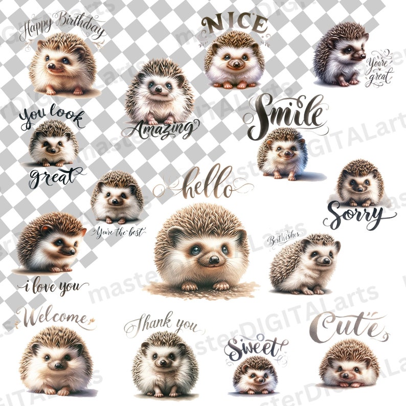 Realistic Hedgehog With Text Clipart, Printable, Commercial Use, PNG ...