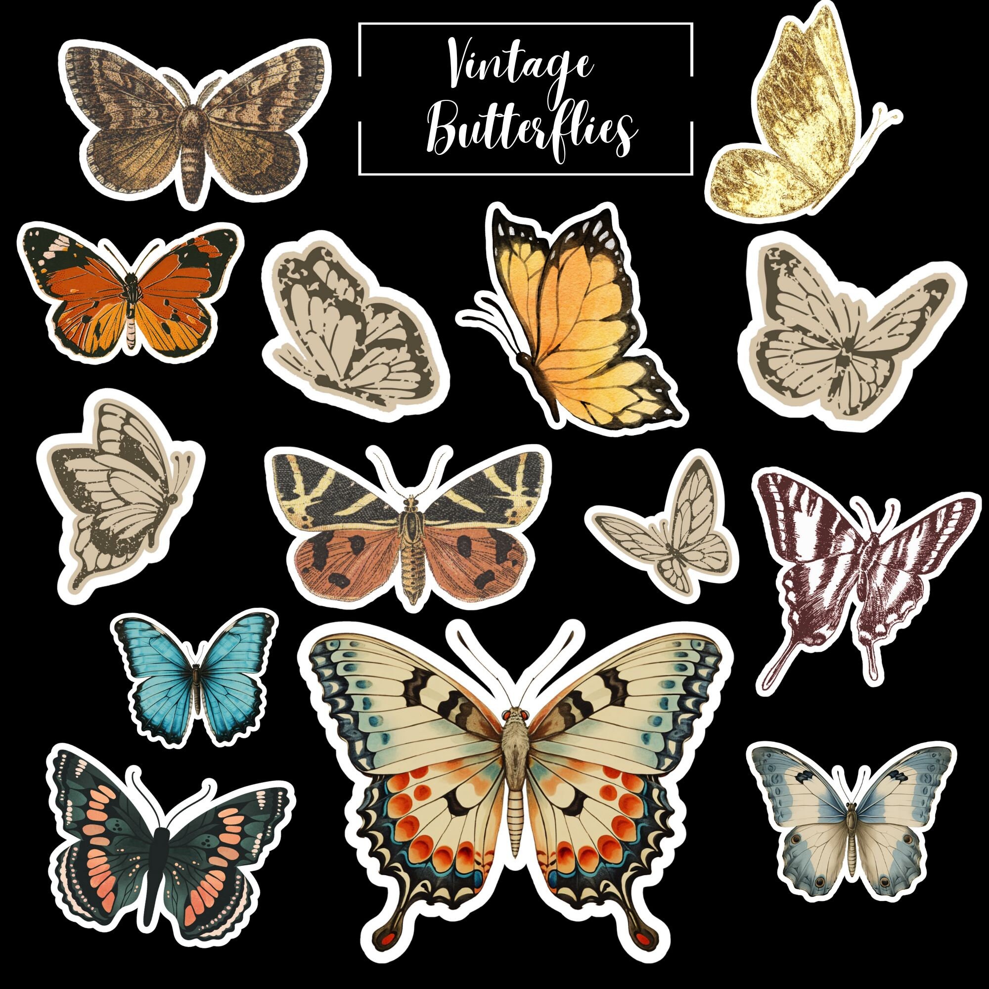 60 Vintage Sticker Icons Clipart Scrapbooking Invitations - Etsy