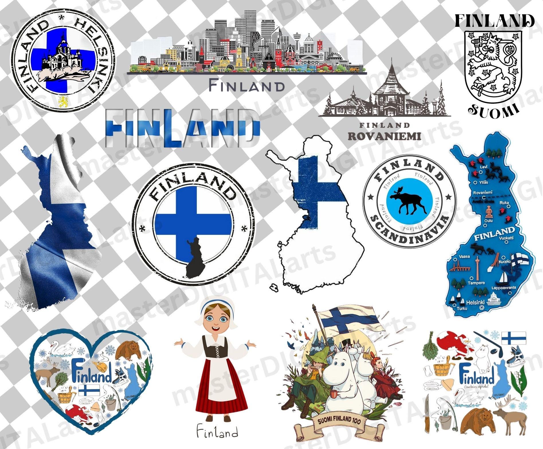 Finland Clipart Bundle - 15 PNG Transparent Backgrounds - Helsinki ...