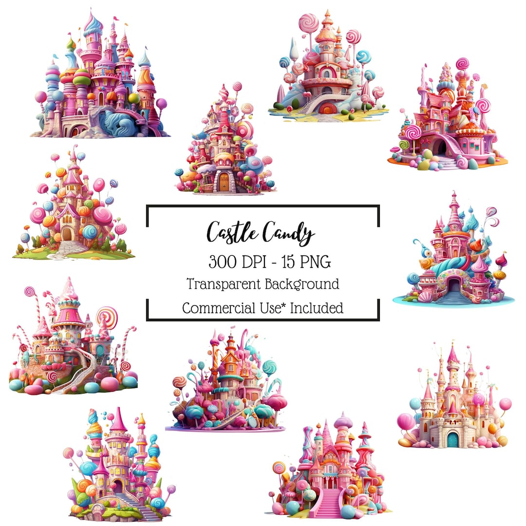 Candyland Castle Clipart - 15 High Quality Pngs, Digital Paper Crafting ...