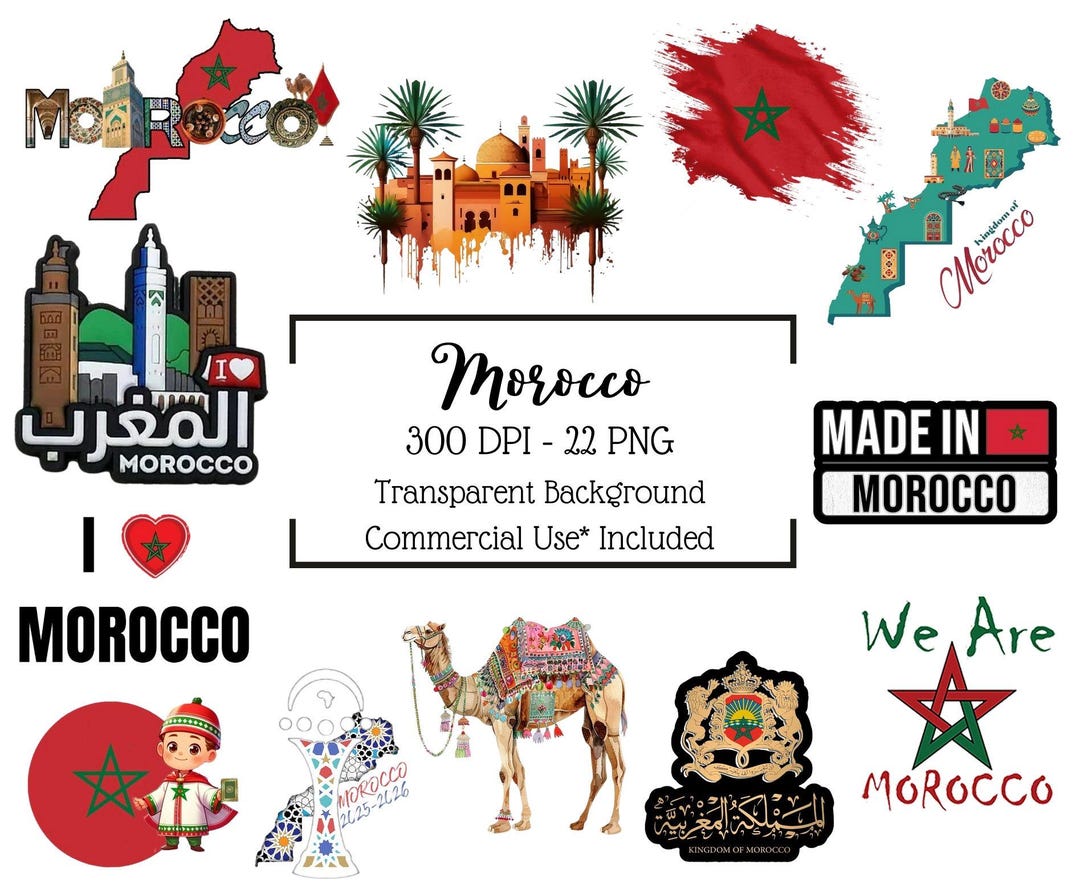 Morocco Sticker Clipart Bundle | Moroccan Travel Art | Marrakesh Camel ...