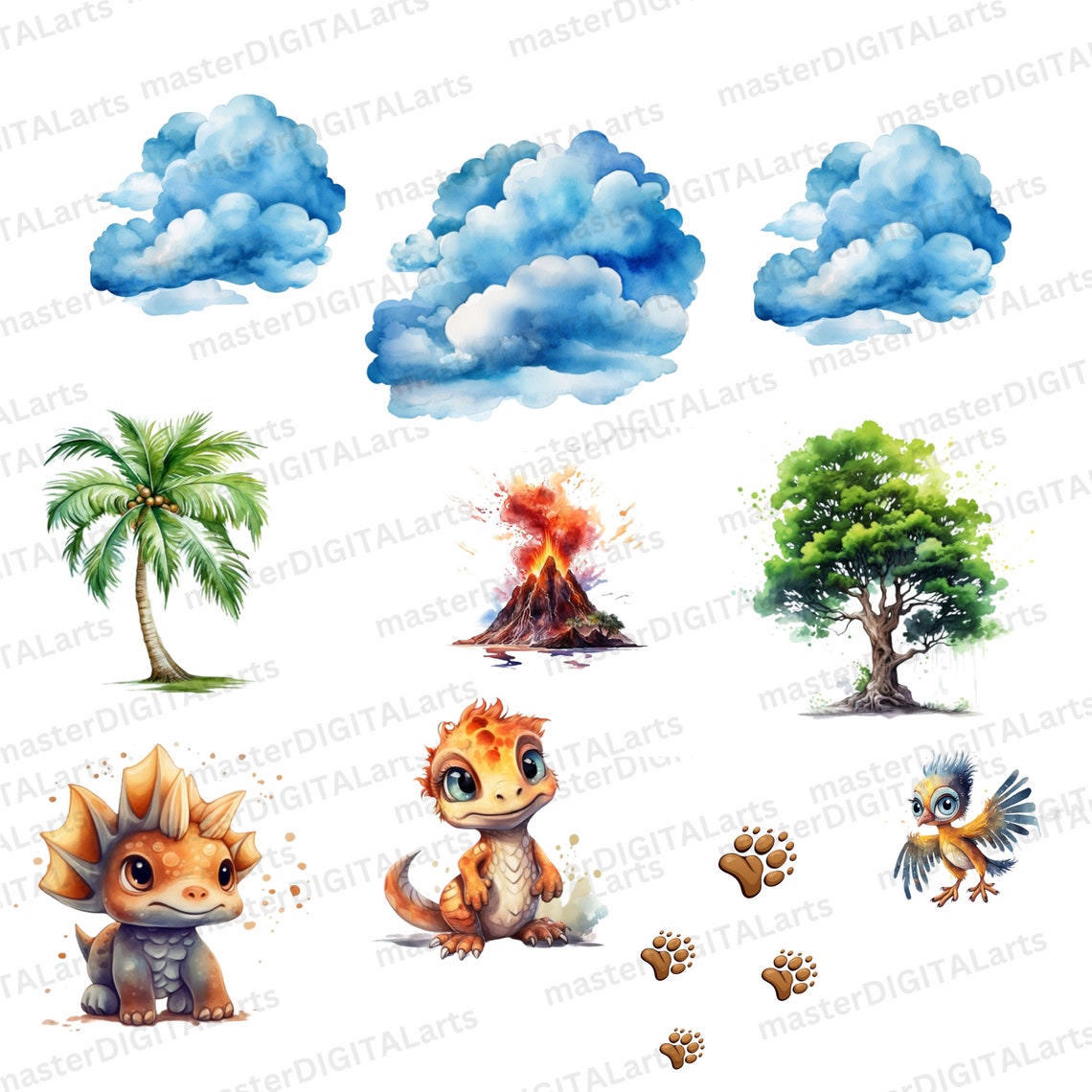 Watercolor Dinosaurs Clipart Collection Nursery Clipart, Dinosaur ...