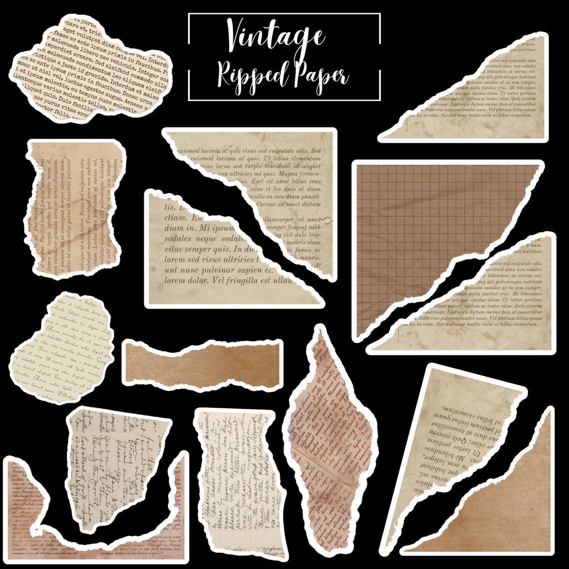 Vintage Sticker Icons Clipart, Scrapbooking, Invitations, Decor, PNG ...