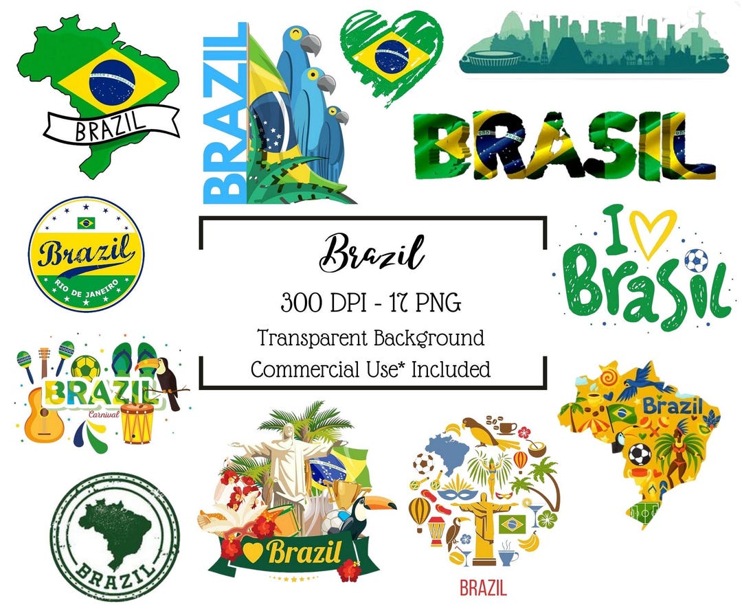 Brazil Clipart Bundle - 17 PNG Transparent Backgrounds - Carnival, Rio ...