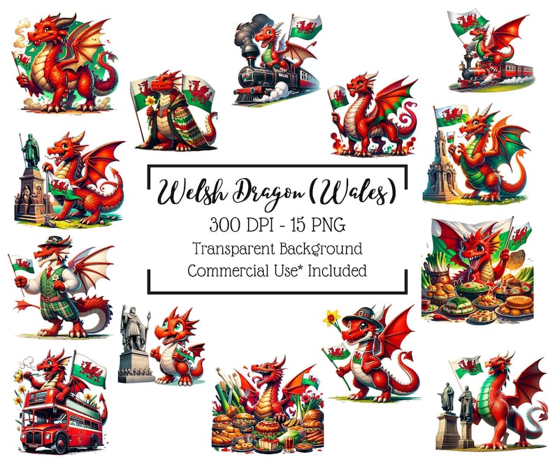 Welsh Dragon Clipart Symbol of Wales, Jungle Theme Clipart, National ...
