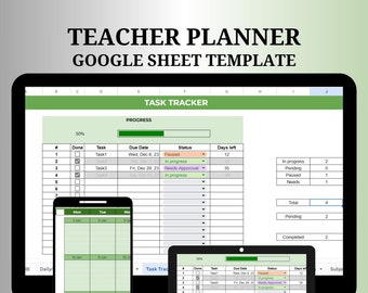 Teacher Planner Google Sheet Template, 2024/2025 Teacher Planner ...