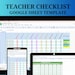 Editable Teacher Checklist Template, Google Sheet Template for Teachers ...