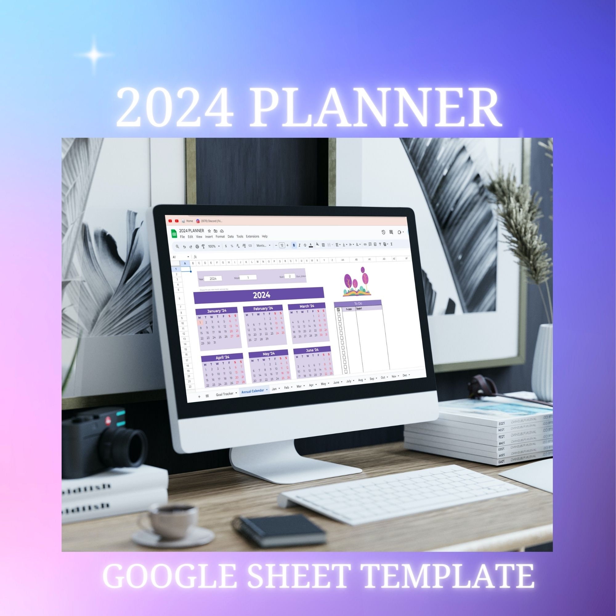 2024 Planner Google Sheet Template, 2024 Calendar Planner Spreadsheet ...