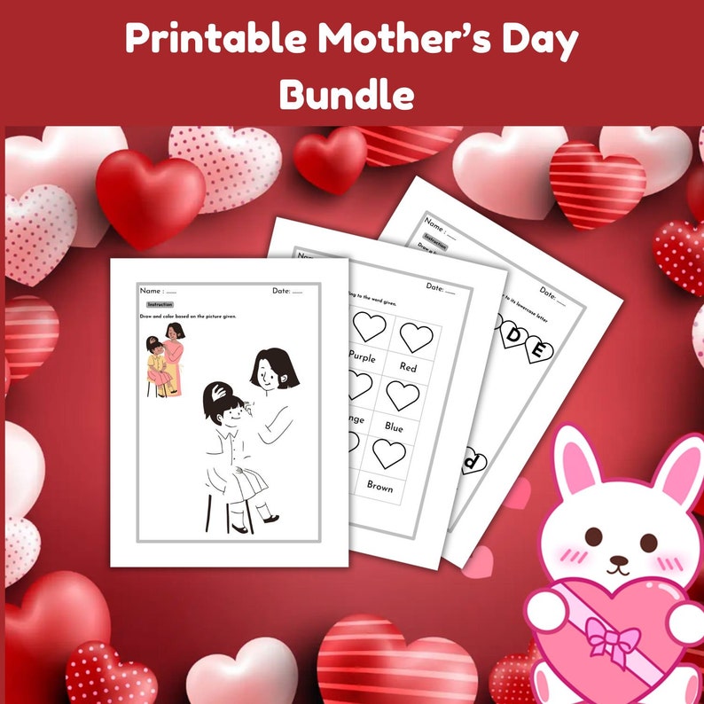 Printable Mother's Day Worksheets for Kids, Mother's Day Art and ...