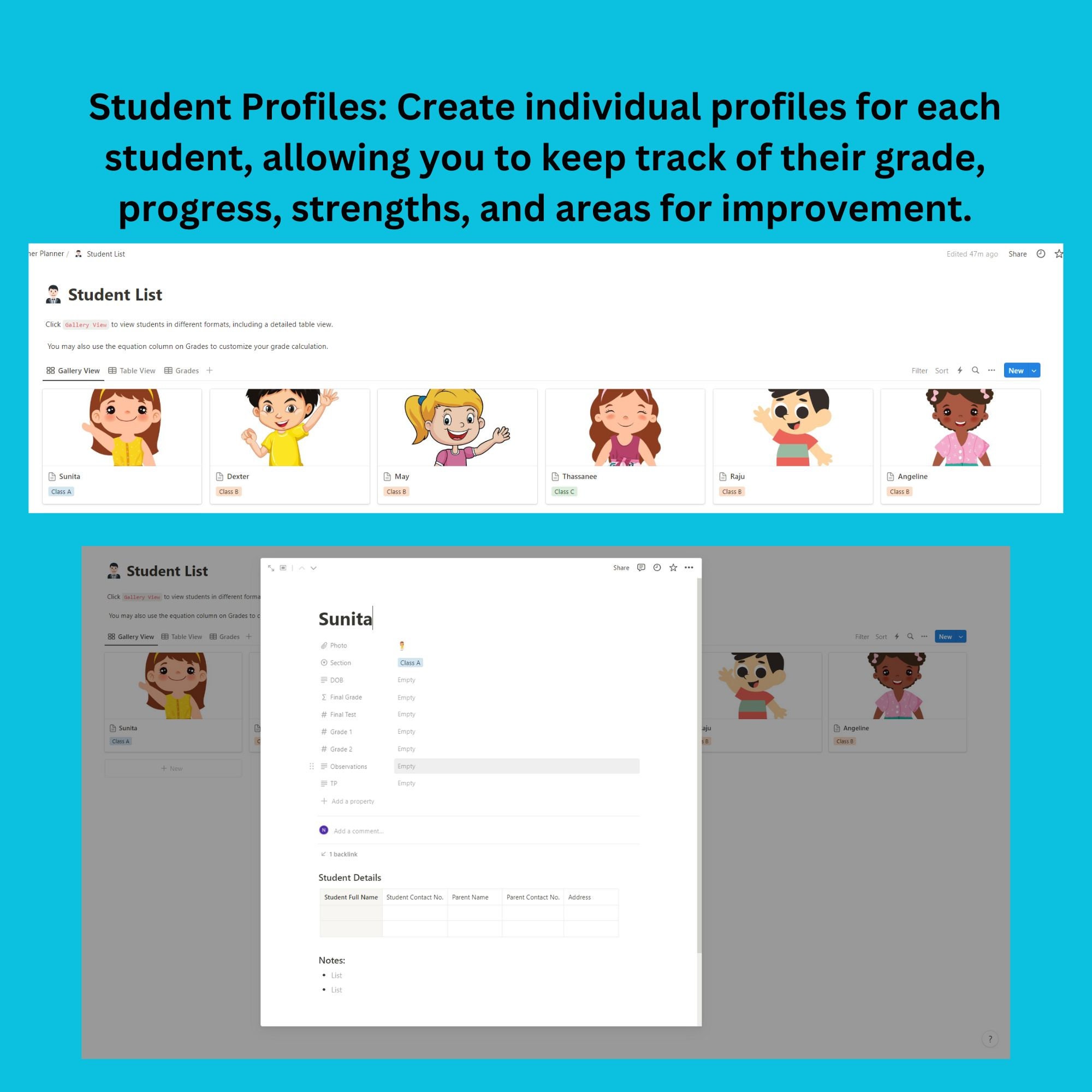 Teacher Notion Planner, Class Teacher Notion Planner Template, Academic ...