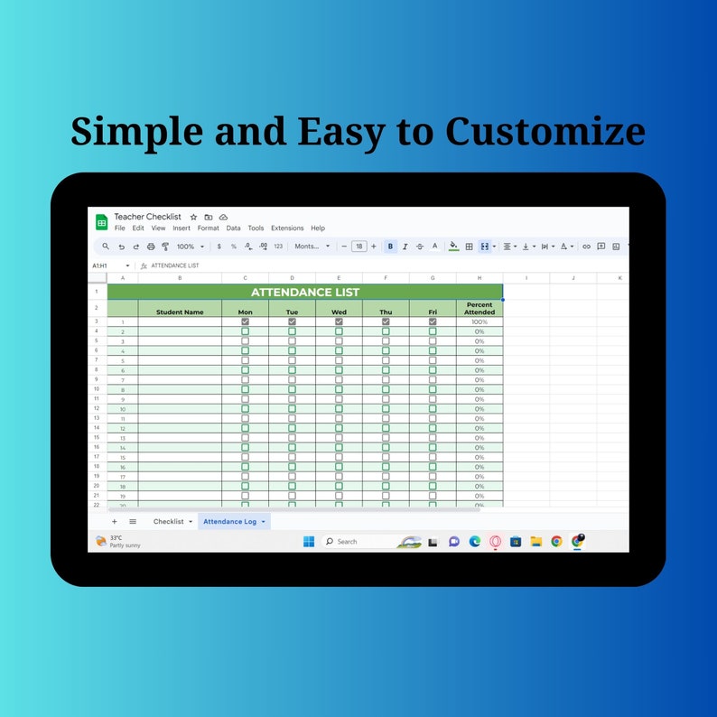 Editable Teacher Checklist Template, Google Sheet Template for Teachers ...
