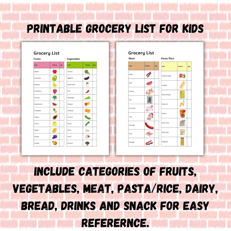 Printable Kid's Grocery List Fun and Educational Shopping - Etsy Australia