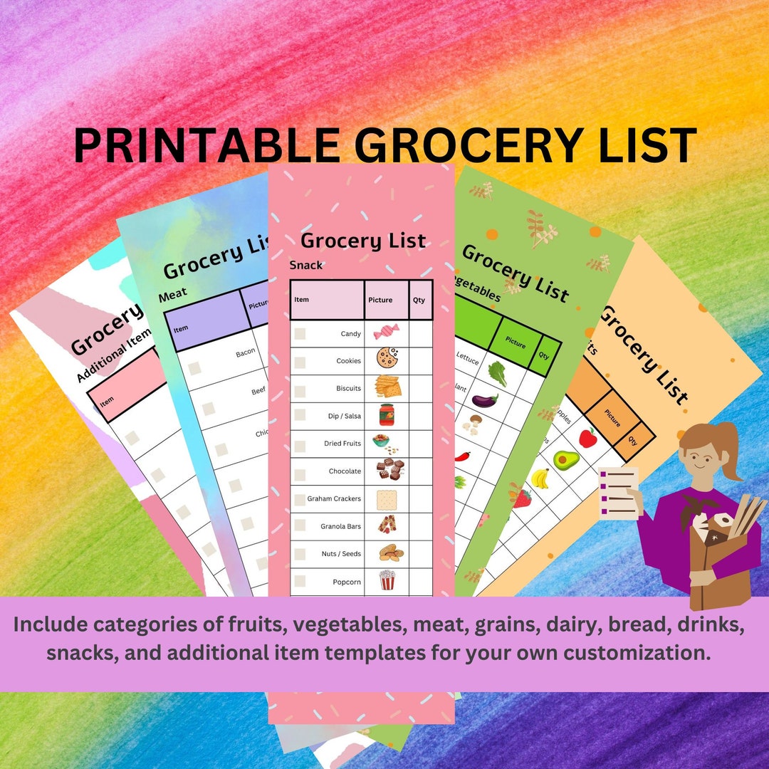 Fun and Educational Printables Grocery List Template for Kids - Etsy