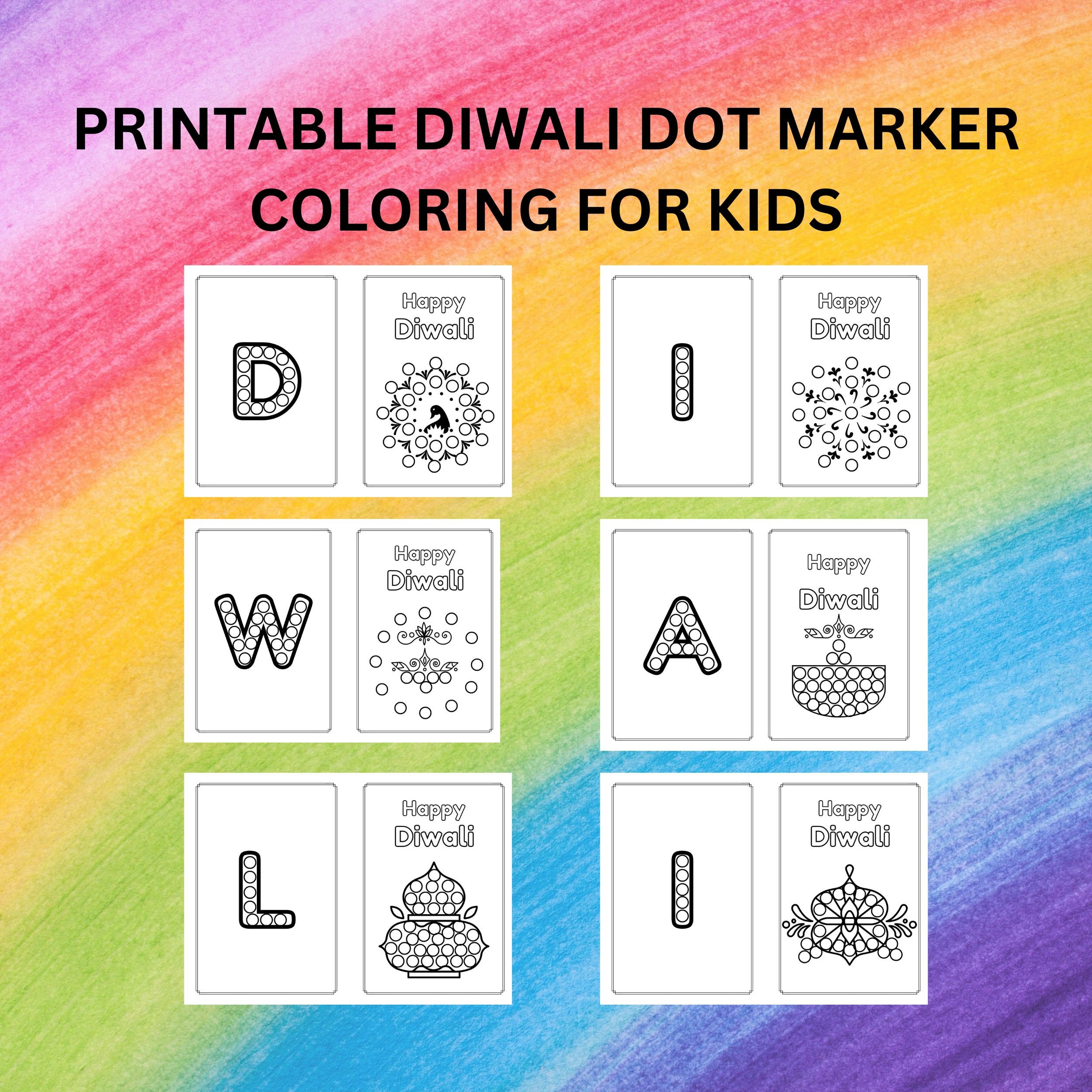 Printable Diwali Dot Marker Coloring Activities for Kids - Etsy