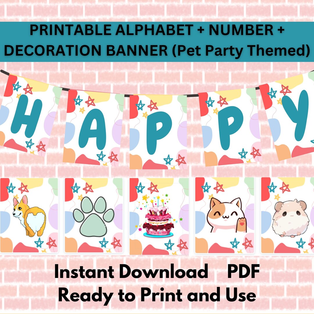Printable Pet Party Banner Puppy Dog Birthday Party Banner - Etsy