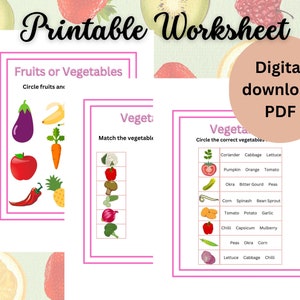 Printable Worksheet for Kids, Learn About Fruit & Vegetables, Fruits ...