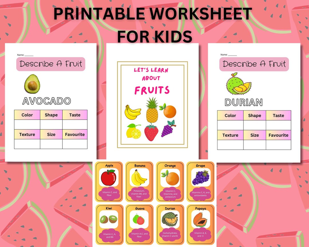 Printable Worksheet for Kids, Learn About Fruit & Vegetables, Fruits ...