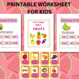 Printable Worksheet for Kids, Learn About Fruit & Vegetables, Fruits ...