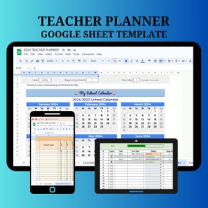 Teacher Planner Google Sheet Template, 2024/2025 Teacher Planner ...