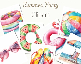 Pool Party Clipart, Summer Party Clipart, Beach Party Clipart, Summer ...