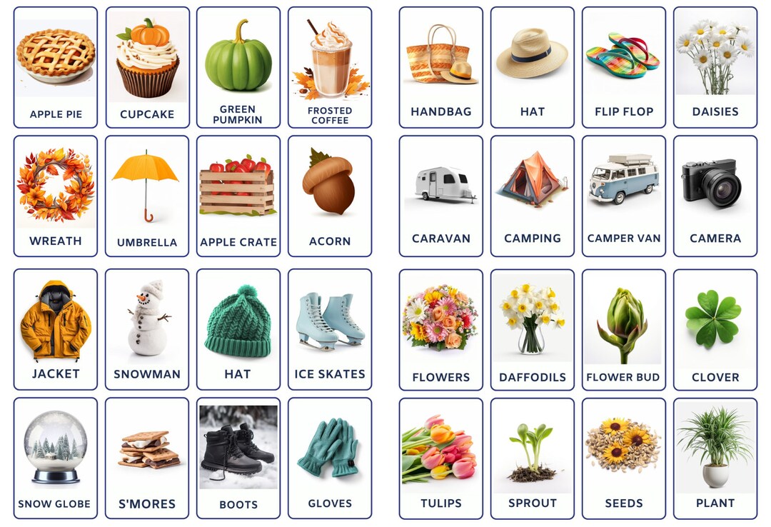 Flashcard Bundle of Seasons Bundle Includes Fall, Spring, Summer ...