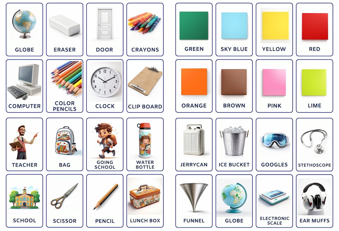 Flashcard Bundle of Learning Environments Bundle Includes Colors Name ...