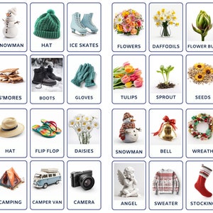 Flashcard Bundle of Seasons and Holidays Bundle Includes Winter, Summer ...