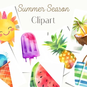 Summer Clipart, Seasonal Clipart, Instant Download, Watercolor Summer ...