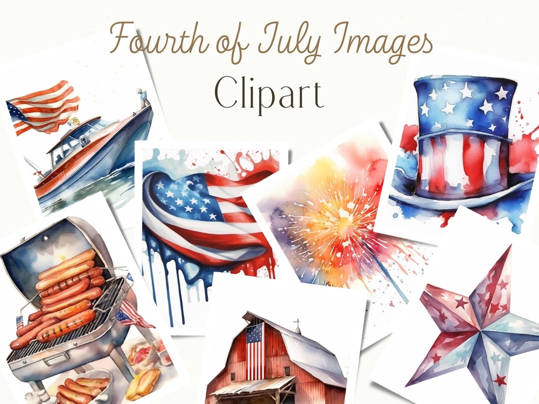 Watercolor 4th of July Clipart, Fourth of July Clipart, Firework ...