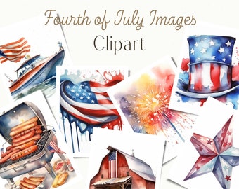 Watercolor 4th of July Clipart, Fourth of July Clipart, Firework ...