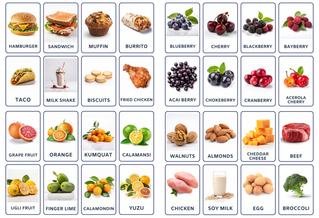Flashcard Bundle of Foodie's Paradise Bundle Including Berries, Nuts ...