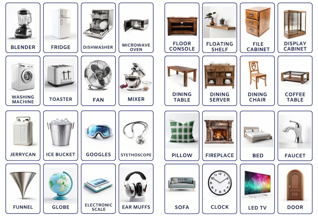 Flashcard Bundle of Home and Office Bundle Includes Household Items ...