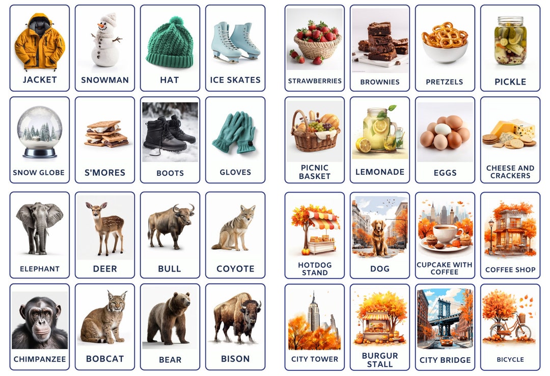 Flashcard Bundle of Nature and Landscape Bundle Includes Picnic, Forest ...