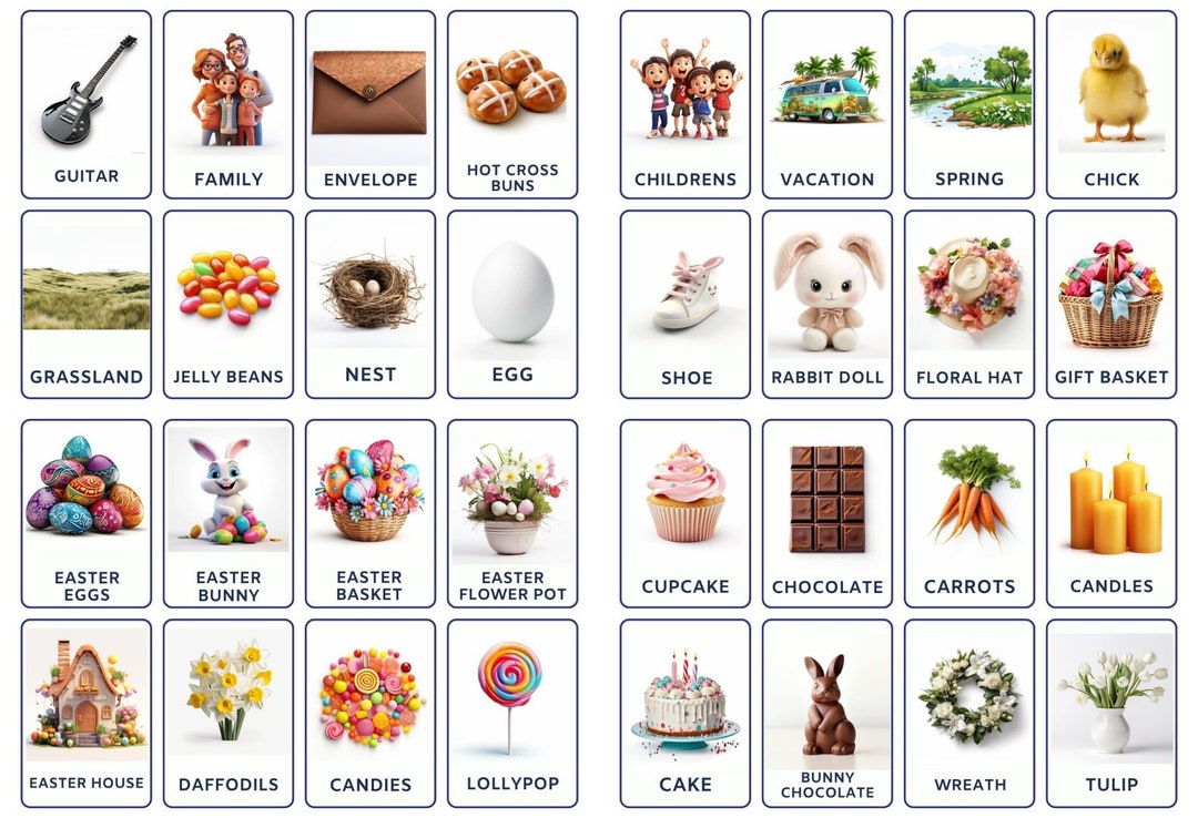 32 Easter Themed Flashcards for Kids, Montessori Style Images, Perfect ...