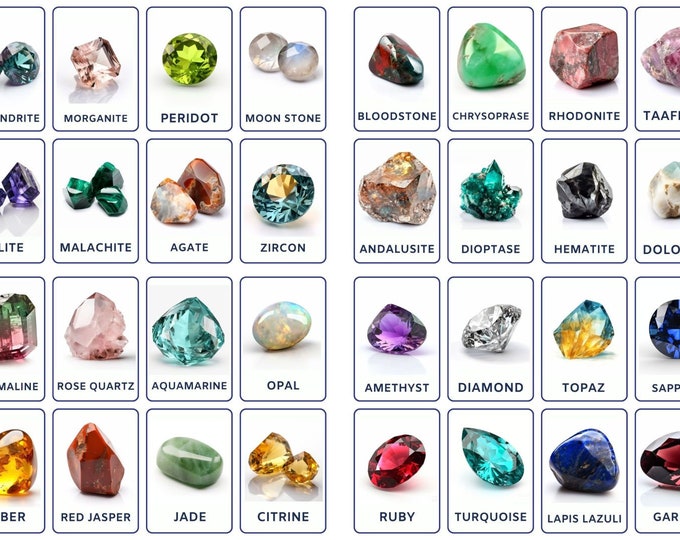 32 Gemstones Flashcards, Kids Printable, Nomenclature Cards, Toddler ...