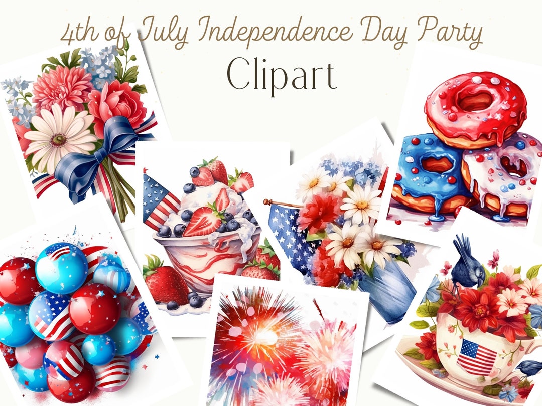 4th of July - Party / Independence Day / Patriotic Watercolor Clipart ...