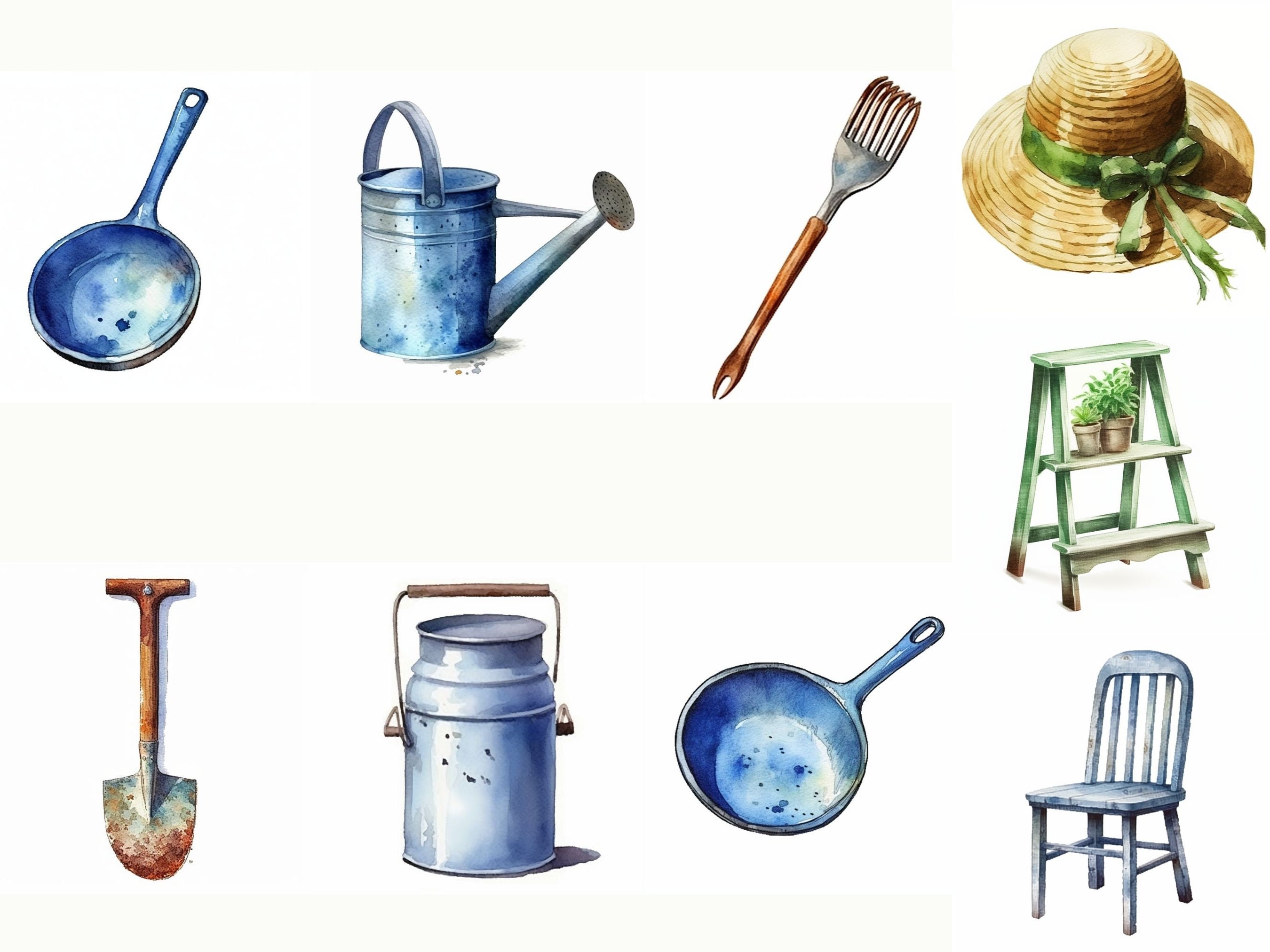 Watercolor Garden Tools Clipart, Spring Png, Gardening, Watercolor ...