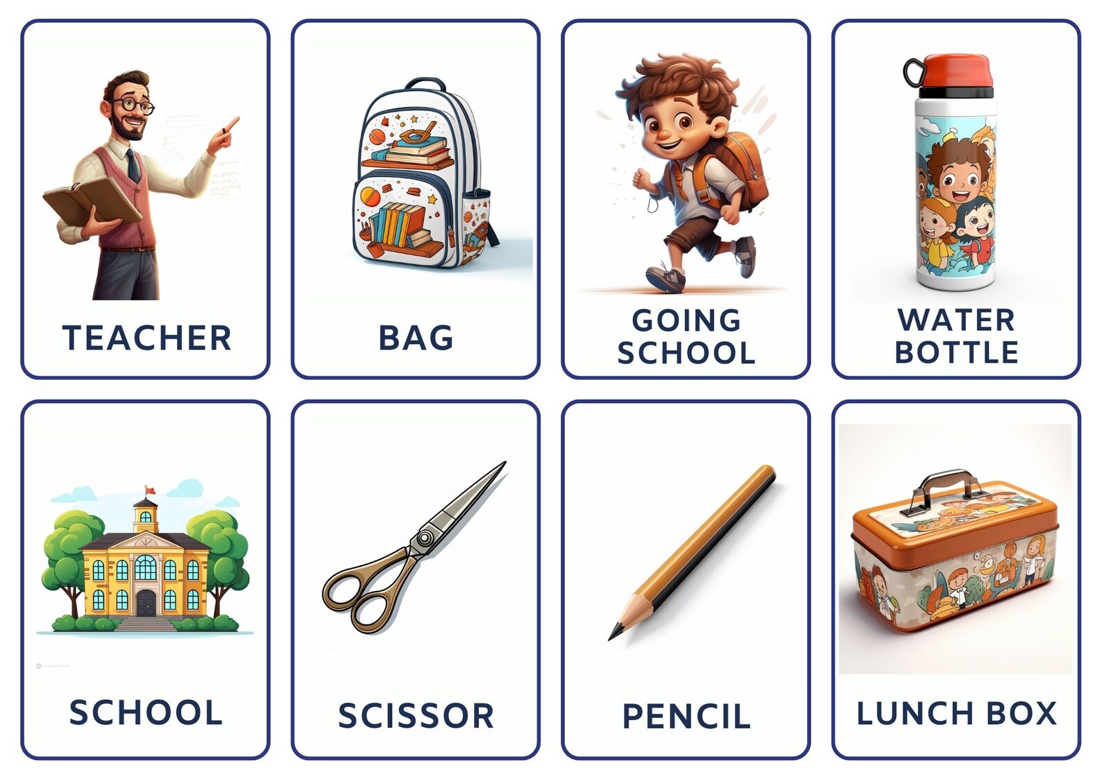 Flashcard Bundle of Back to School Includes Colors Name, Kids School ...